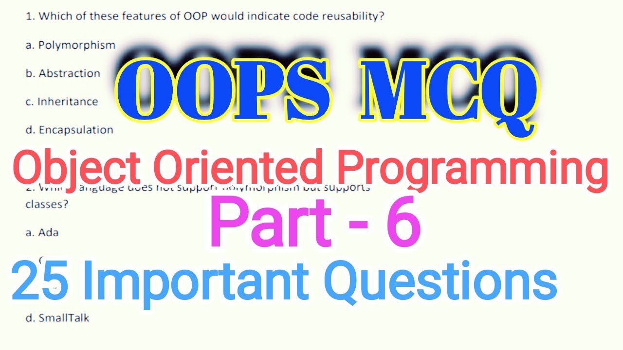 Object Oriented Programming Mcq Questions Part 6 Youtube