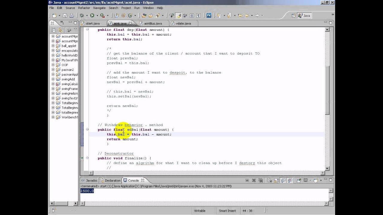 Java W Eclipse 33 Bank Program Part 19 Youtube
