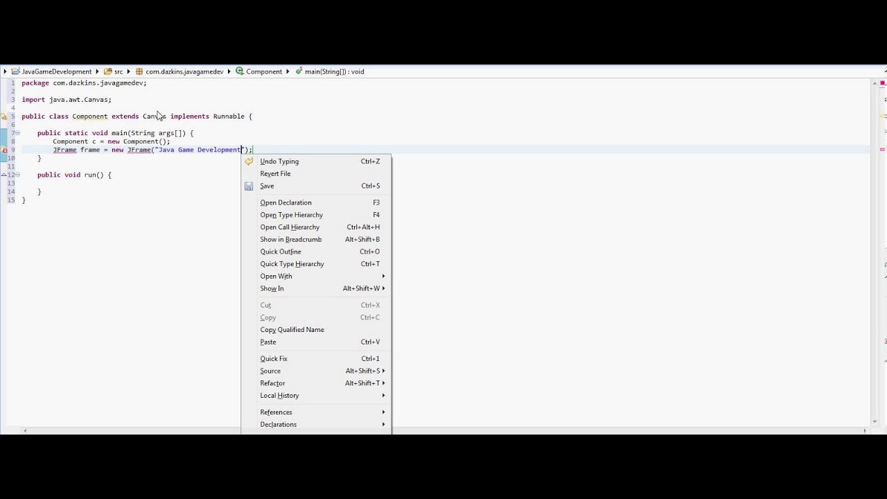 Java Game Development Episode 1 Setting Up The Screen Youtube