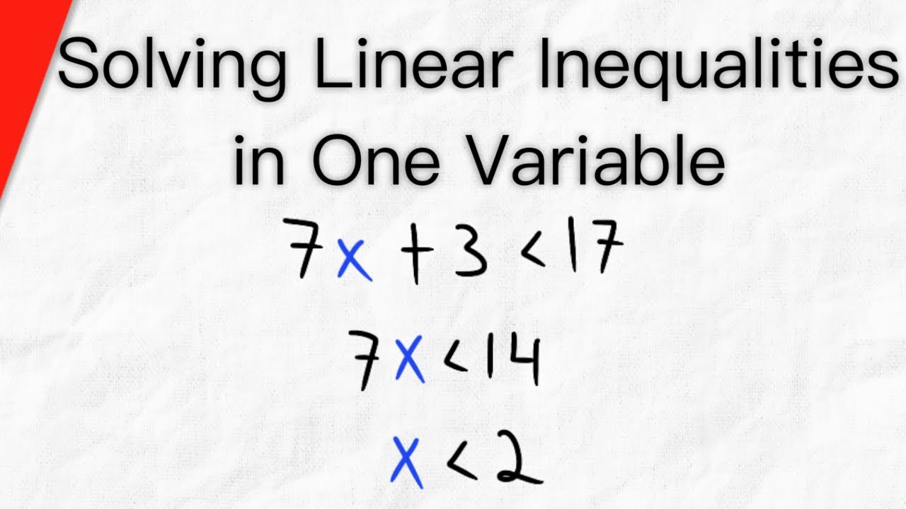 Solving Linear Inequalities One Variable Algebra 2 Youtube