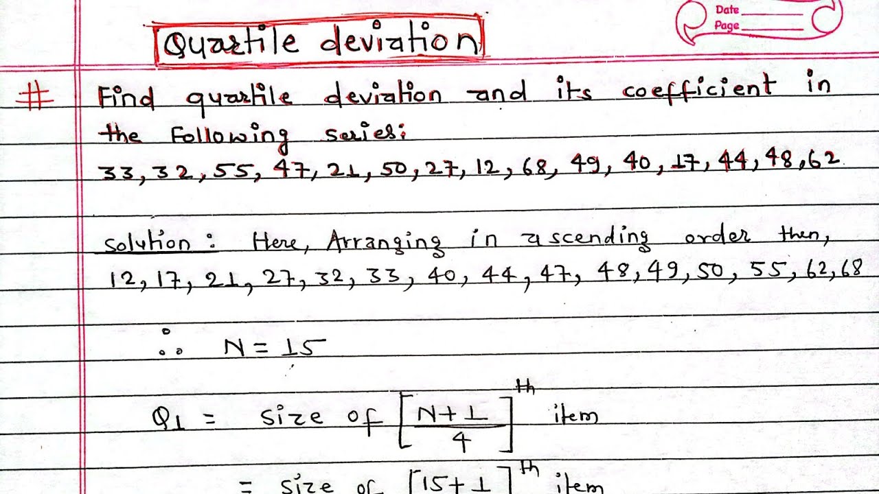 Quartile Deviation And It S Coefficient Individual Series Class 9