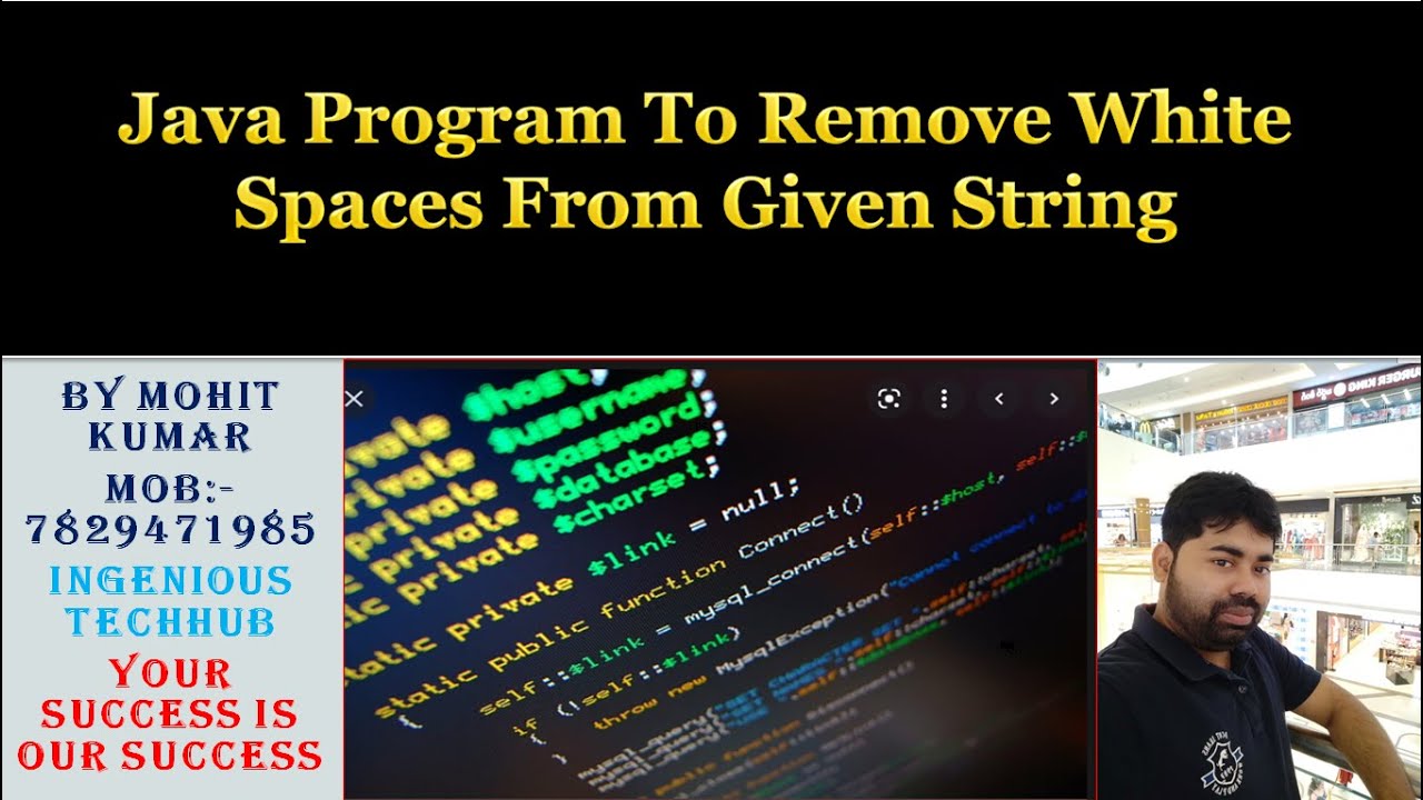 Java Program To Remove White Spaces From Given String Youtube