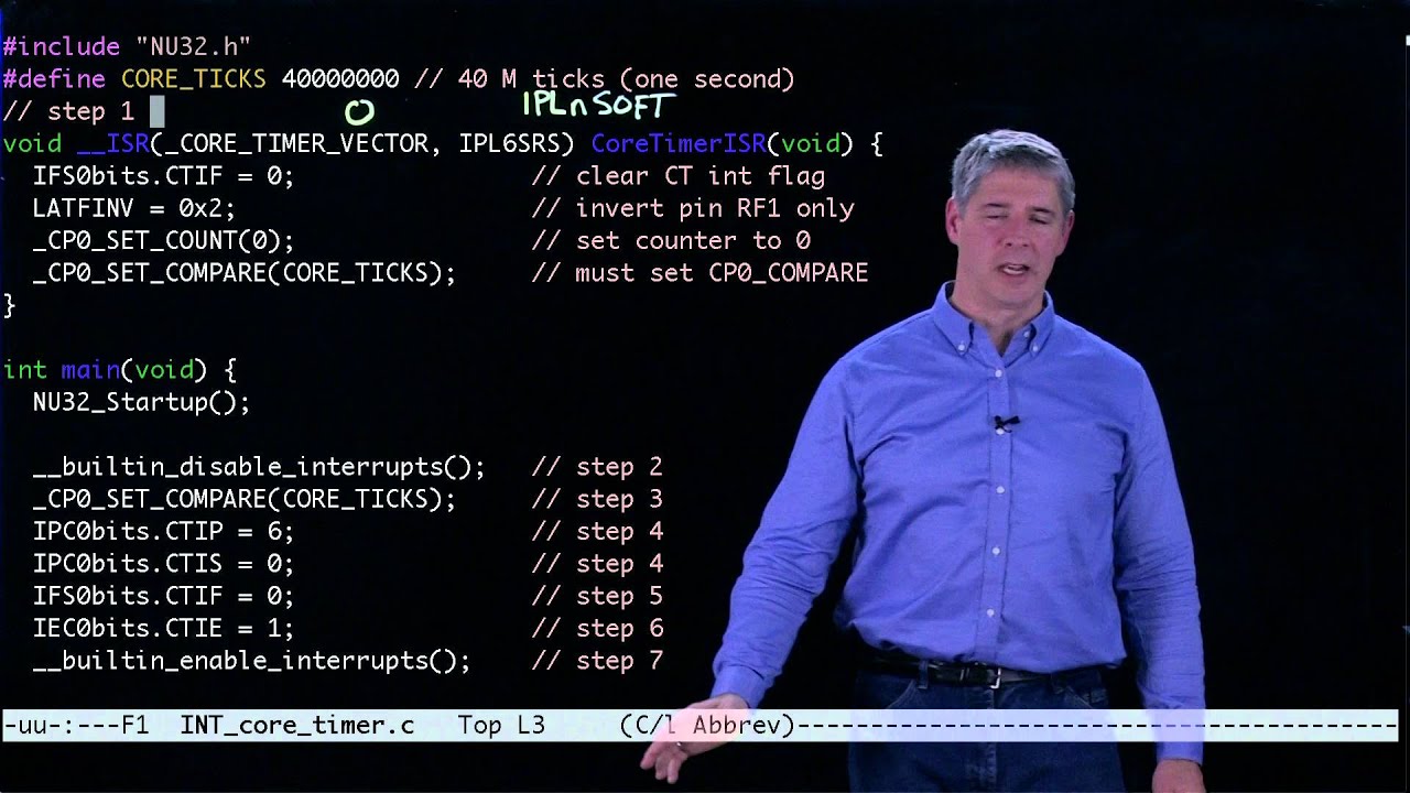 Pic32 Interrupt Code Example Kevin Lynch Youtube