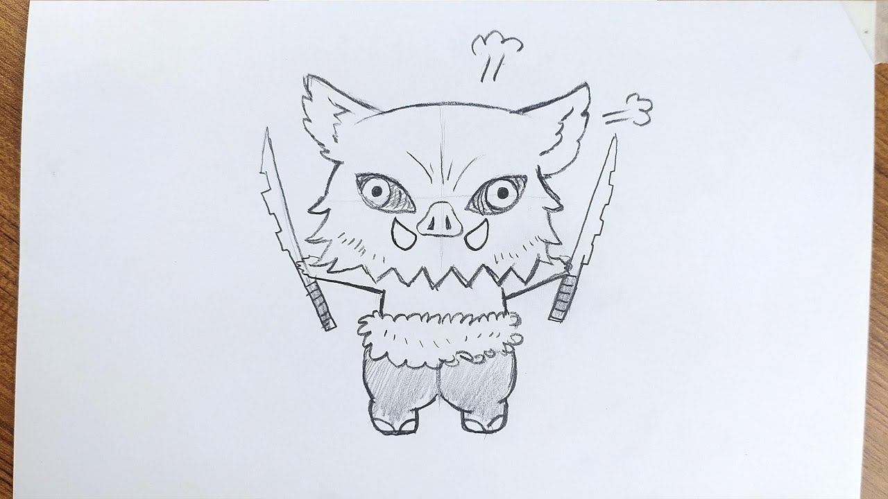 How To Draw Inosuke Chibi Step By Step Demon Slayer Youtube
