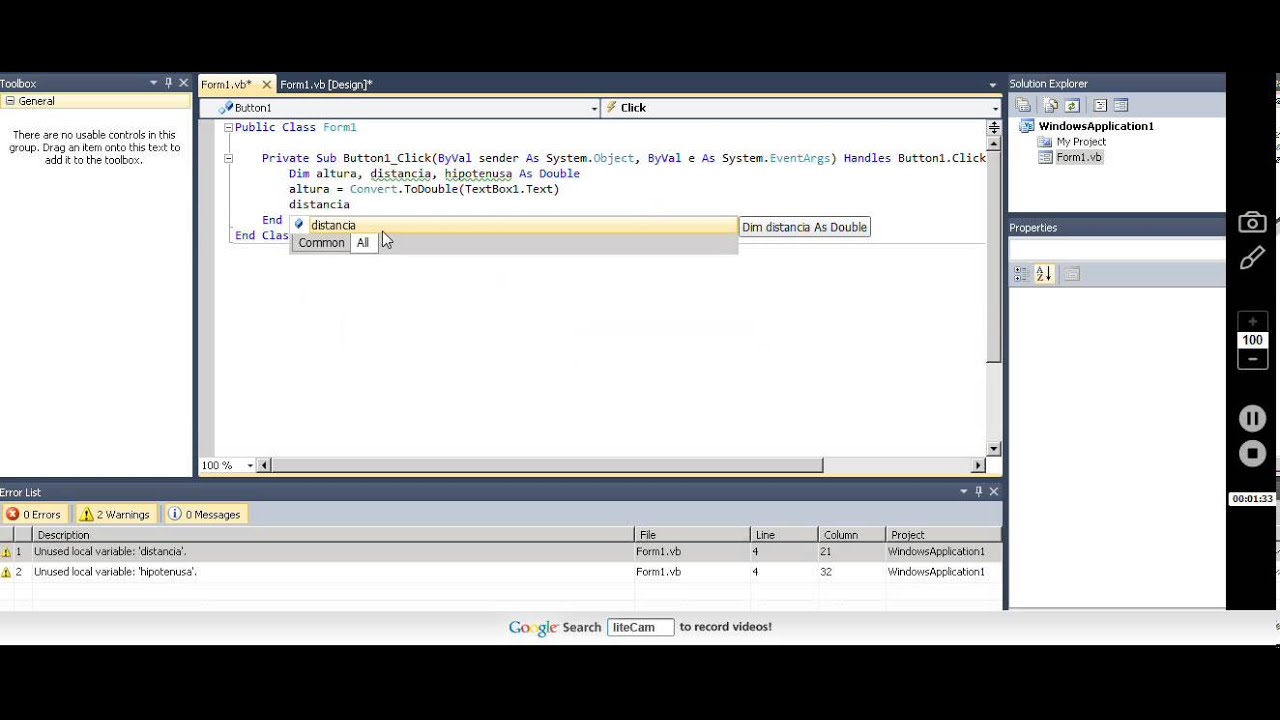 Hipotenusa Rectángulo Visual Basic Youtube