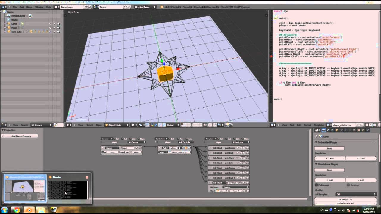 Hd Blender Game Engine Directional Axis Movement Using Python
