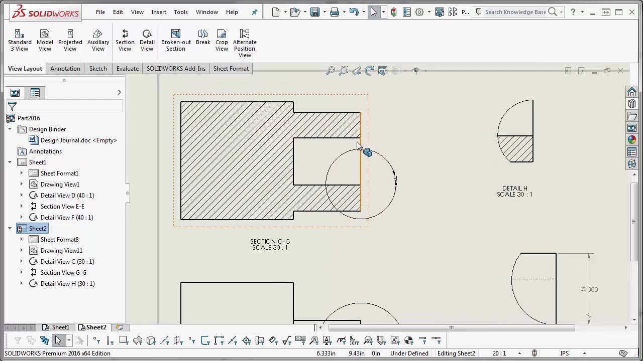 Solidworks 2016 Foreshortened Dimensions Youtube