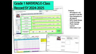 Grade 1 Matatag Automated E Class Record Sy 2024 2025 Leefromasia Mp3 ...