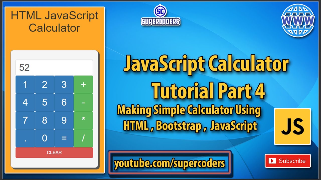 Javascript Calculator Tutorial Part 4 Making Simple Calculator Using