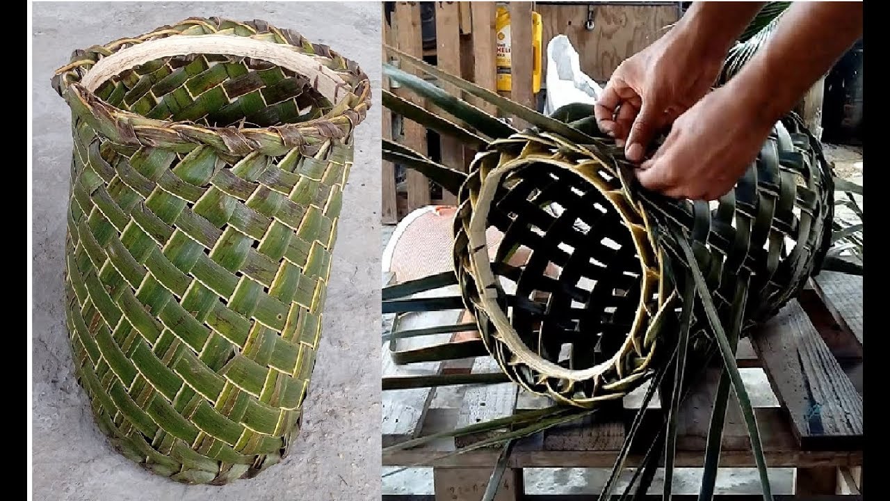 How To Weave A Coconut Leaf Basket Part 1 Youtube