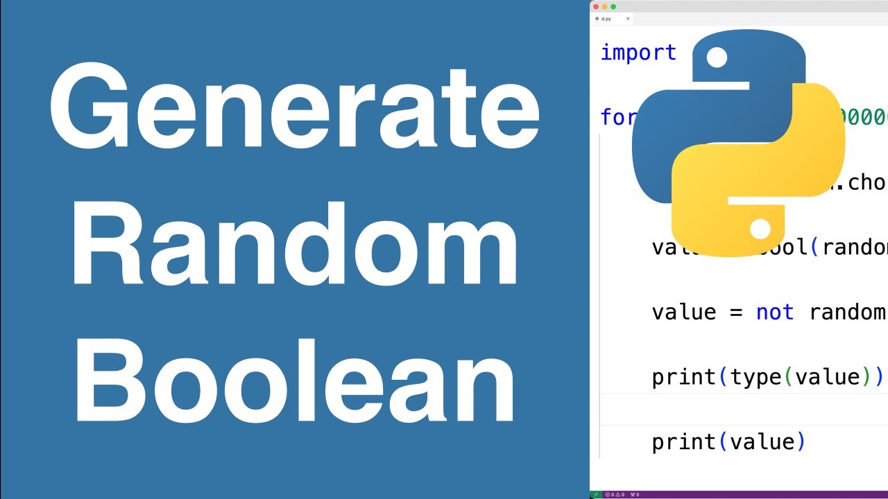 Generate A Random Boolean Python Example Youtube