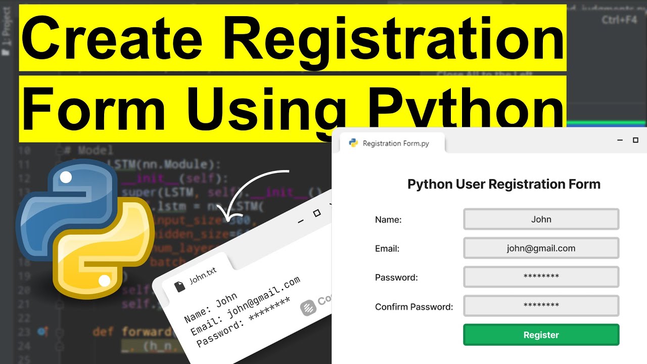 Python Project Create Registration Form Using Python And Store User