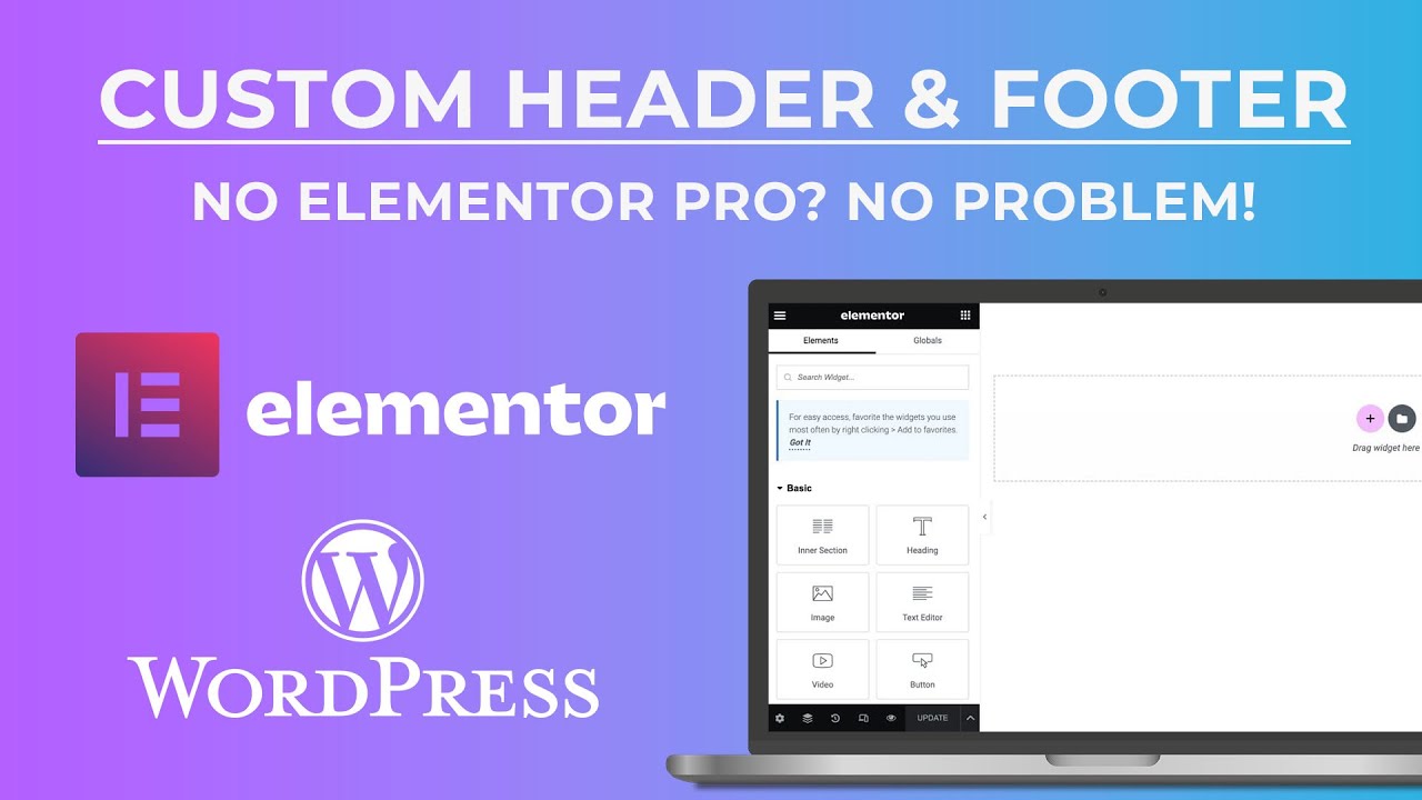 Custom Header Footer In Elementor Free No Pro Needed Youtube