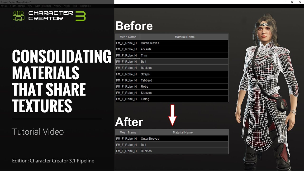Character Creator 3 Tutorial Consolidating Materials That Share Same
