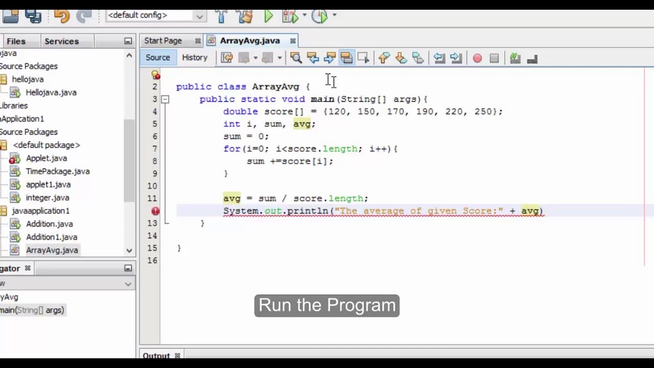 Java Tutorials Create A Program To Find The Average In Given Array