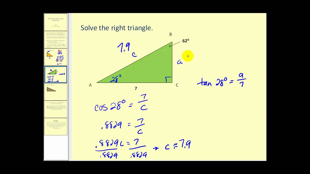 Solve Right Triangles Part 1 The Basics Youtube