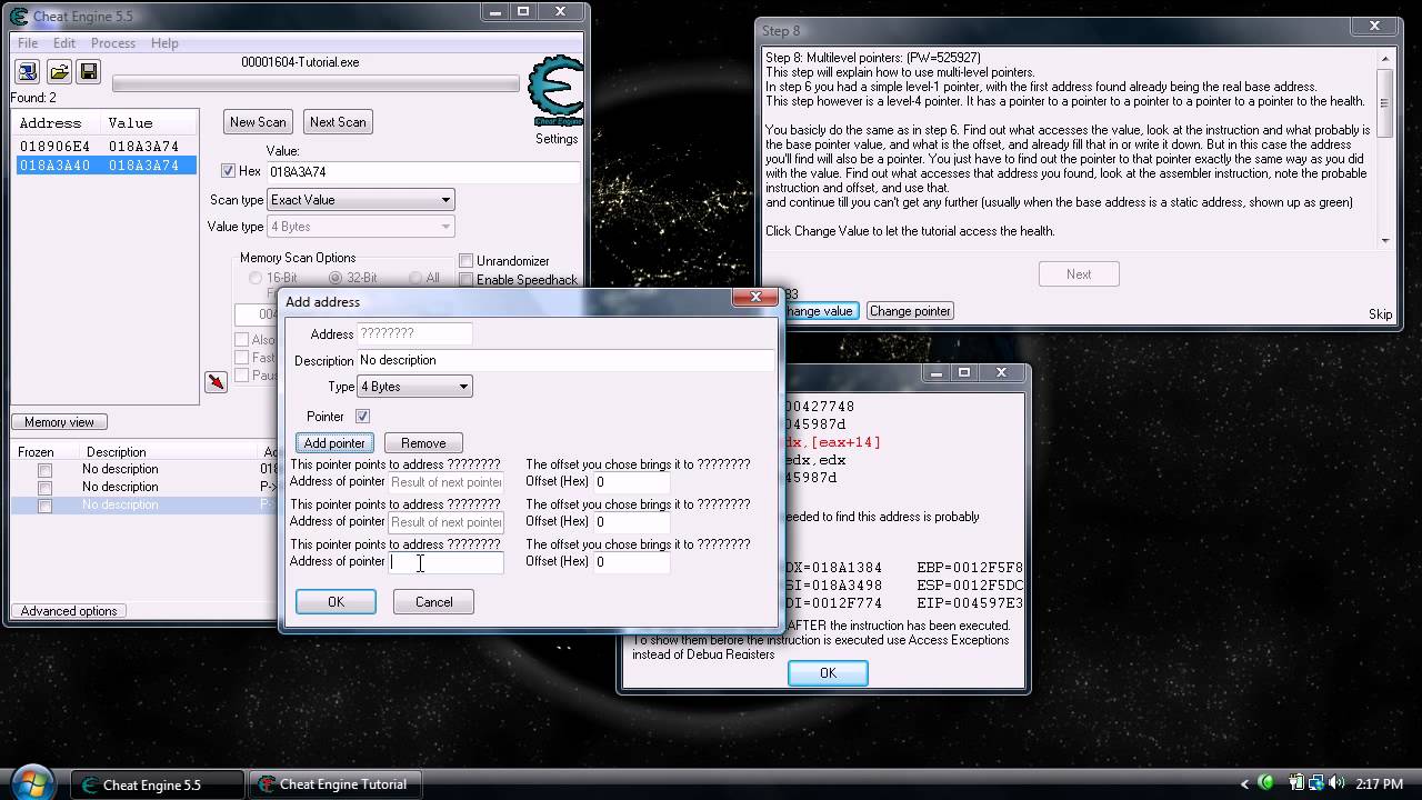 Cheat Engine 5 5 Tutorial 8 9 Multilevel Pointers Youtube