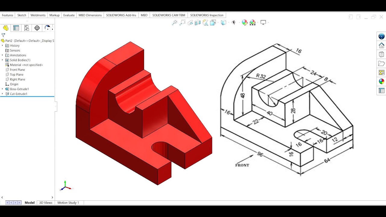 Solidworks Part Modeling Tutorial 14 Youtube
