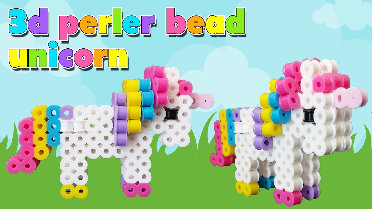 How To Make A Cute Perler Bead 3d Unicorn Youtube