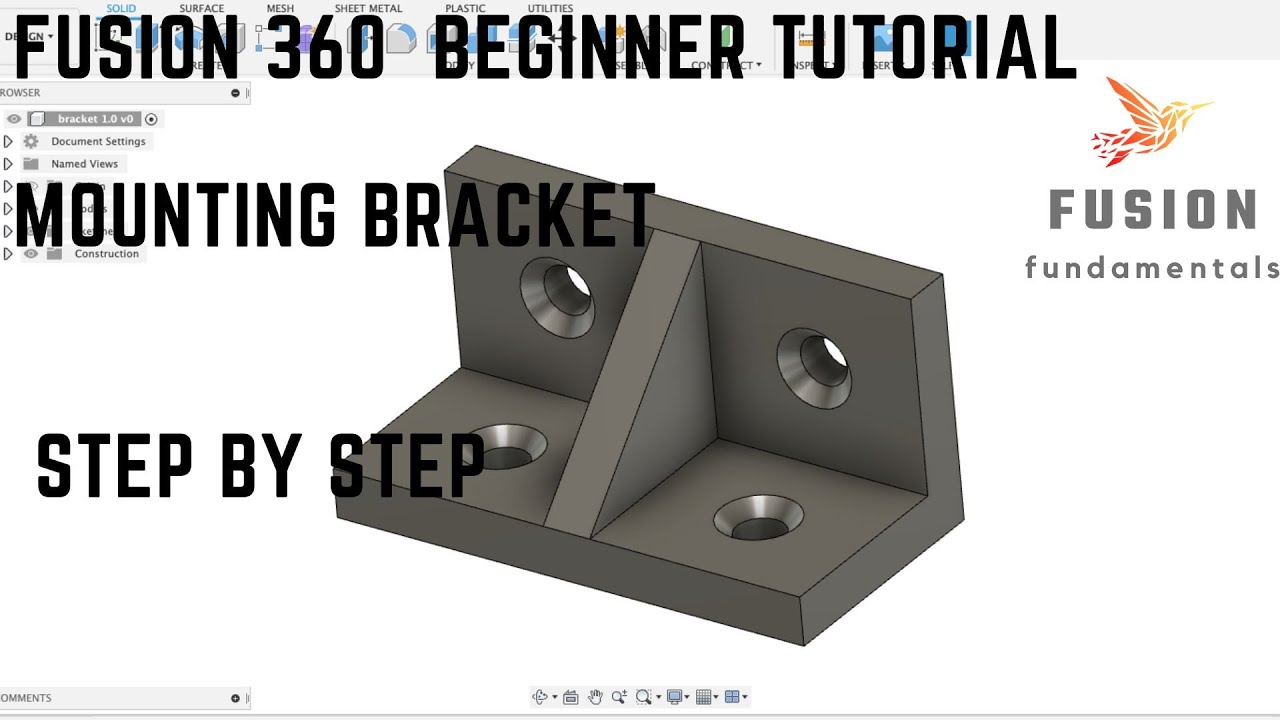 Fusion 360 Beginner Tutorial Mounting Bracket Youtube
