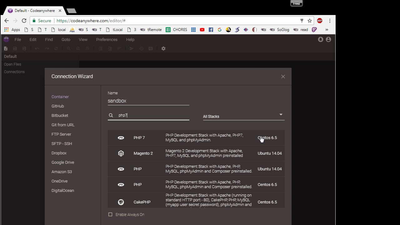 1 Codeanywhere Tutorial Create Container Youtube