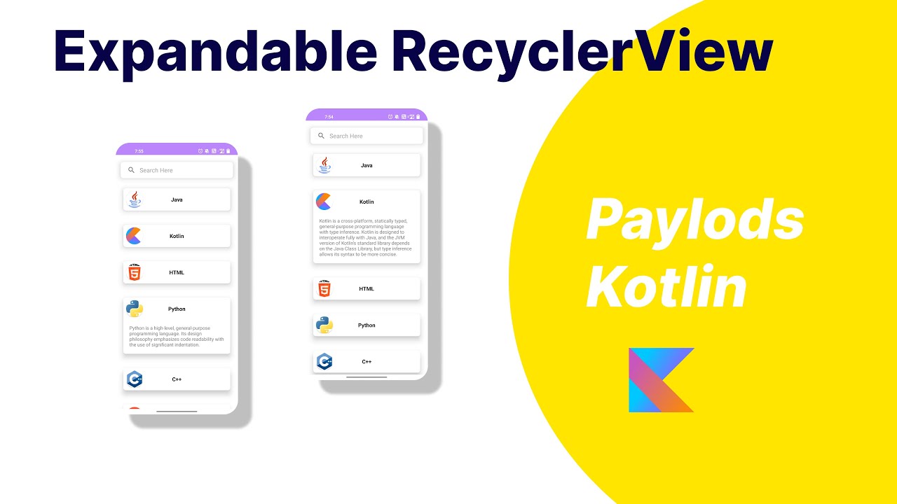 Expandable Recyclerview In Kotlin Android Studio Tutorial 2022 Youtube