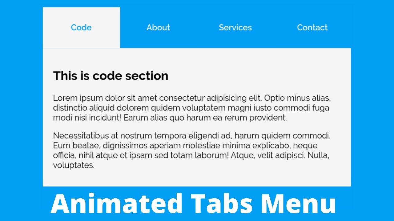 How To Create Animated Tabs Menu Using Html Css Javascript Youtube