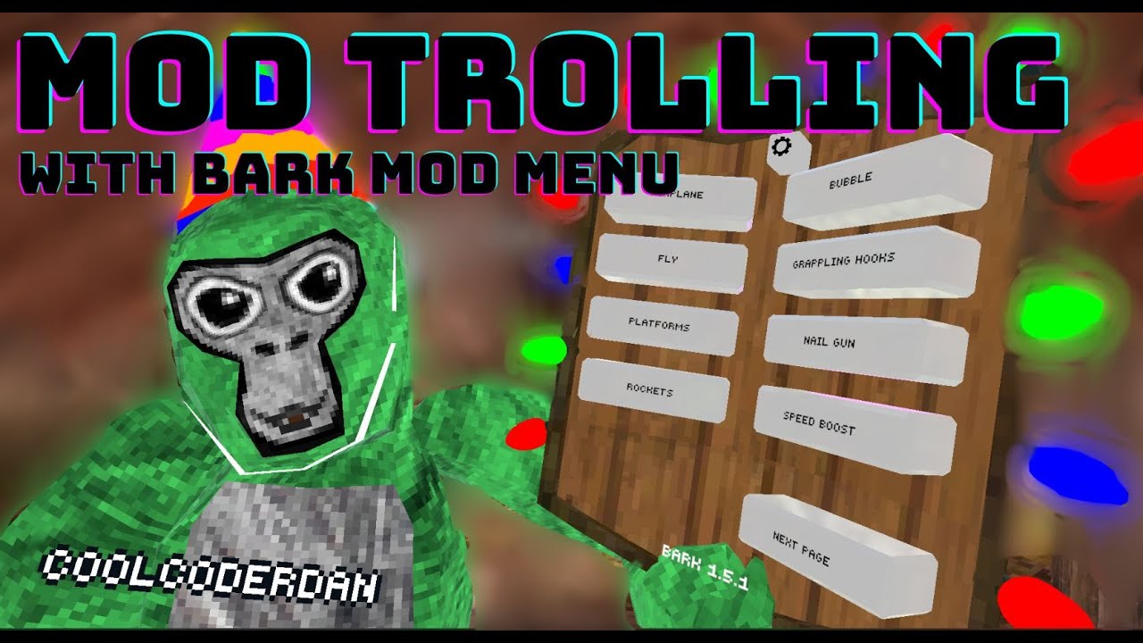 Bark Mod Menu Trolling Mod Showcase In Gorilla Tag Youtube