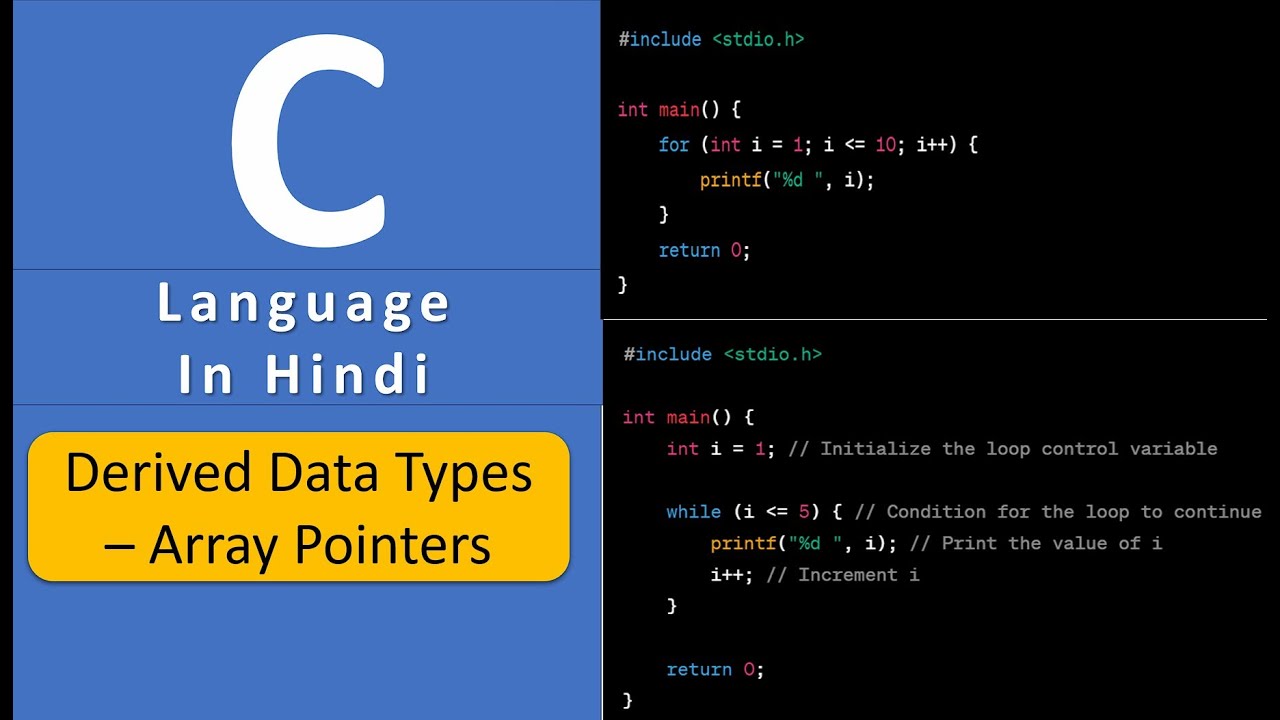 Derived Datatypes In C Array Pointers In Hindi Youtube