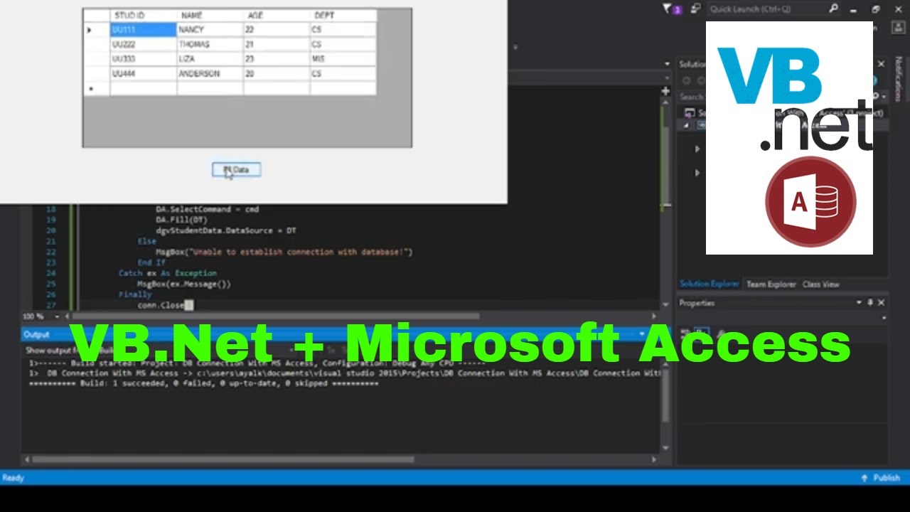 How To Connect Vb Net Application With Ms Access Database Using Code