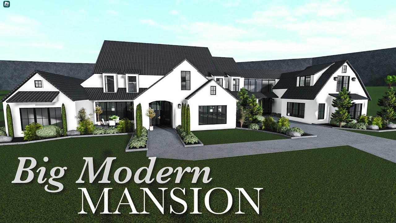 Big Modern Mansion Bloxburg Speedbuild Youtube
