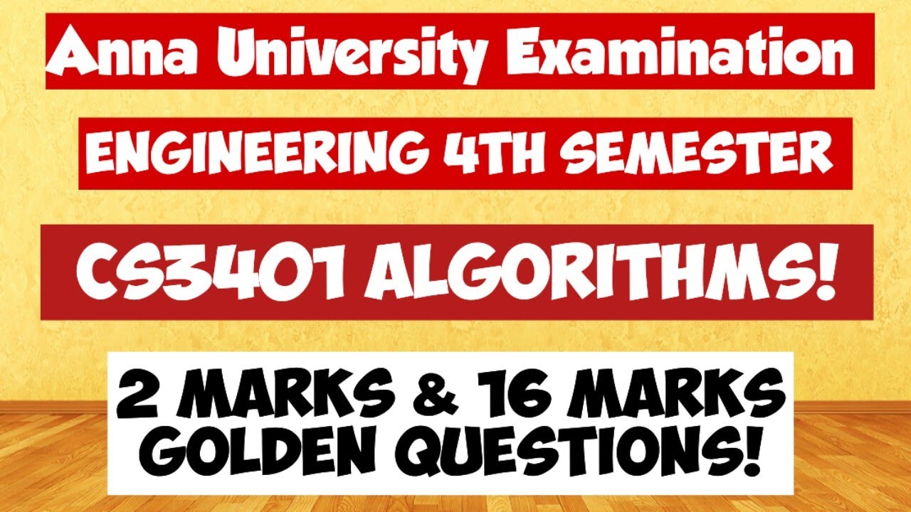 Cs3401 Algorithms Engineering Computer Science Important Questions With