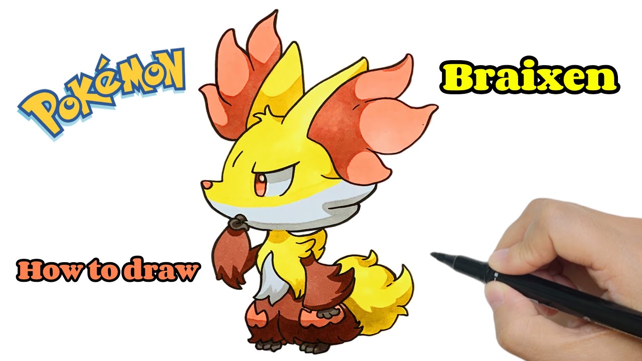 How To Draw Braixen From Pokemon With Colorful Markers Step By Step