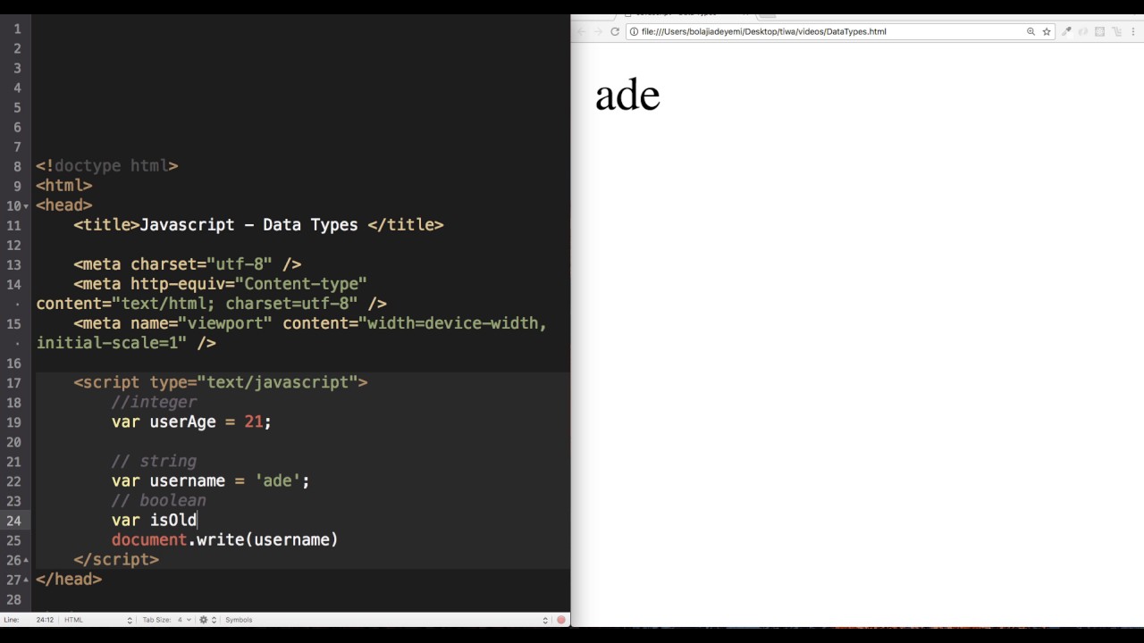 Javascript Data Types Youtube