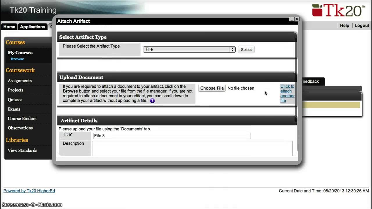 Tk20 Student Completing An Assignment Youtube