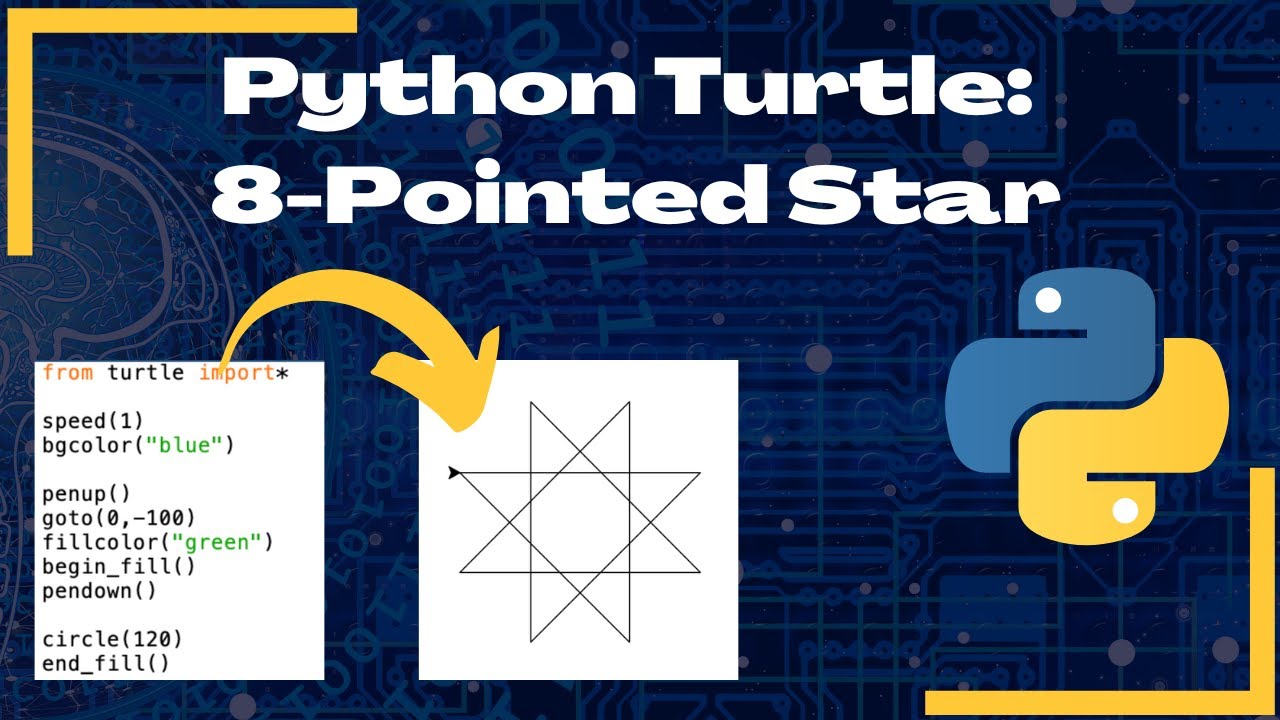 Creating A 8 Pointed Star With Python Turtle Tutorial Youtube