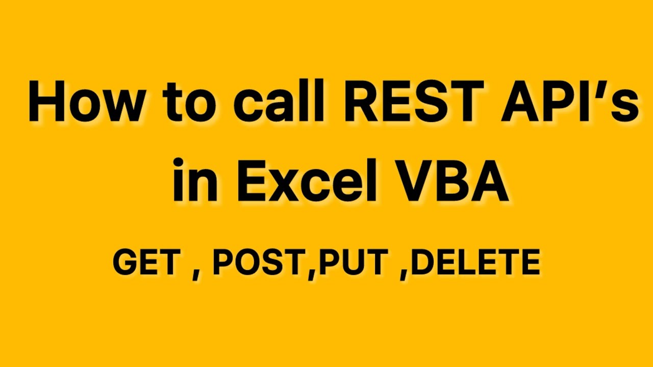 How To Call Rest Api From Excel Vba And Parse Json Youtube