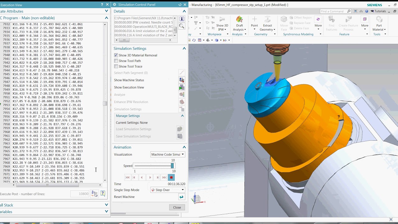 Linuxcnc 5 Axis Nx Cam Nc Code Simulation Youtube