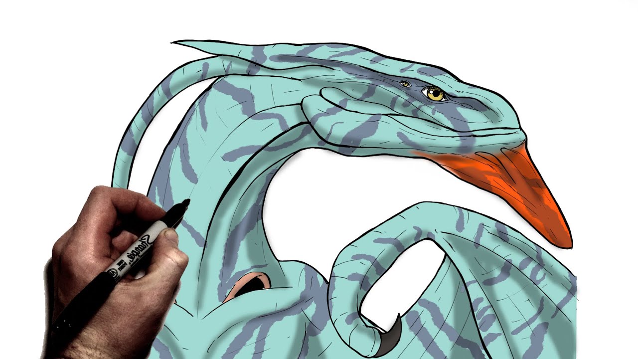 How To Draw Ikran Banshee Step By Step Avatar Youtube