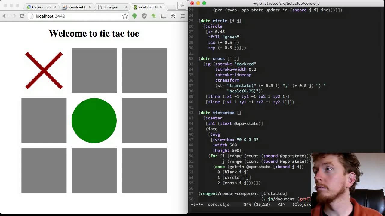 Building Tic Tac Toe In Clojurescript Reagent Figwheel Youtube