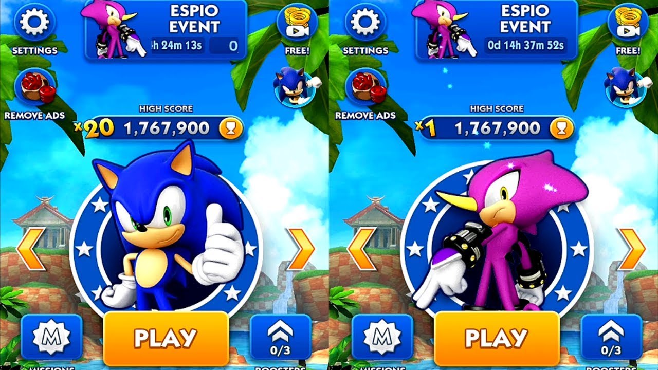 Sonic Dash Sonic Vs Espio Android Ipad Ios Gameplay Youtube