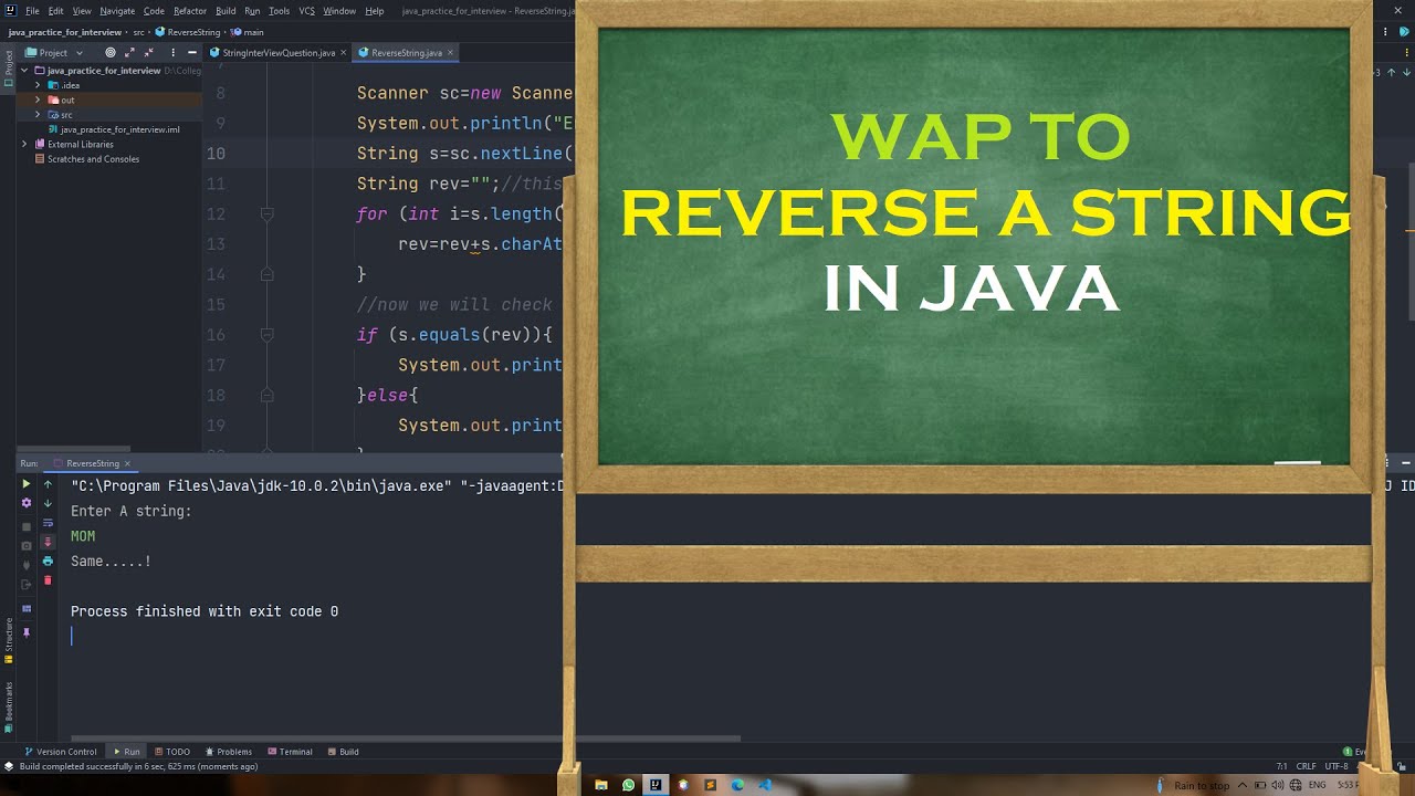 Program To Reverse A String In Java By Justwritecode Youtube