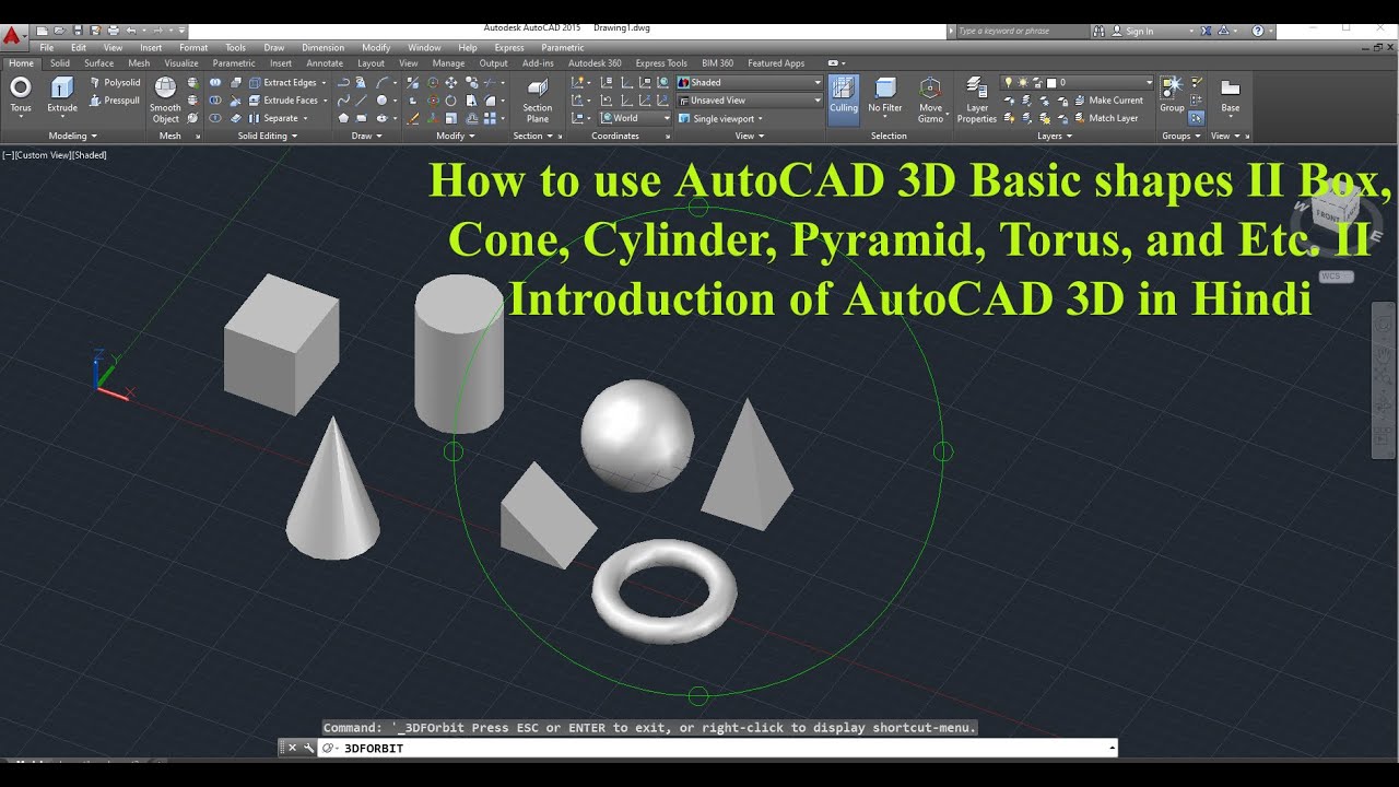 How To Use Autocad 3d Basic Shapes Ii Box Cone Cylinder Pyramid