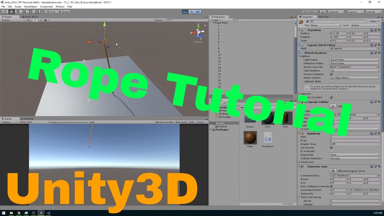 Unity3d Rope Tutorial With Joint Smon Youtube