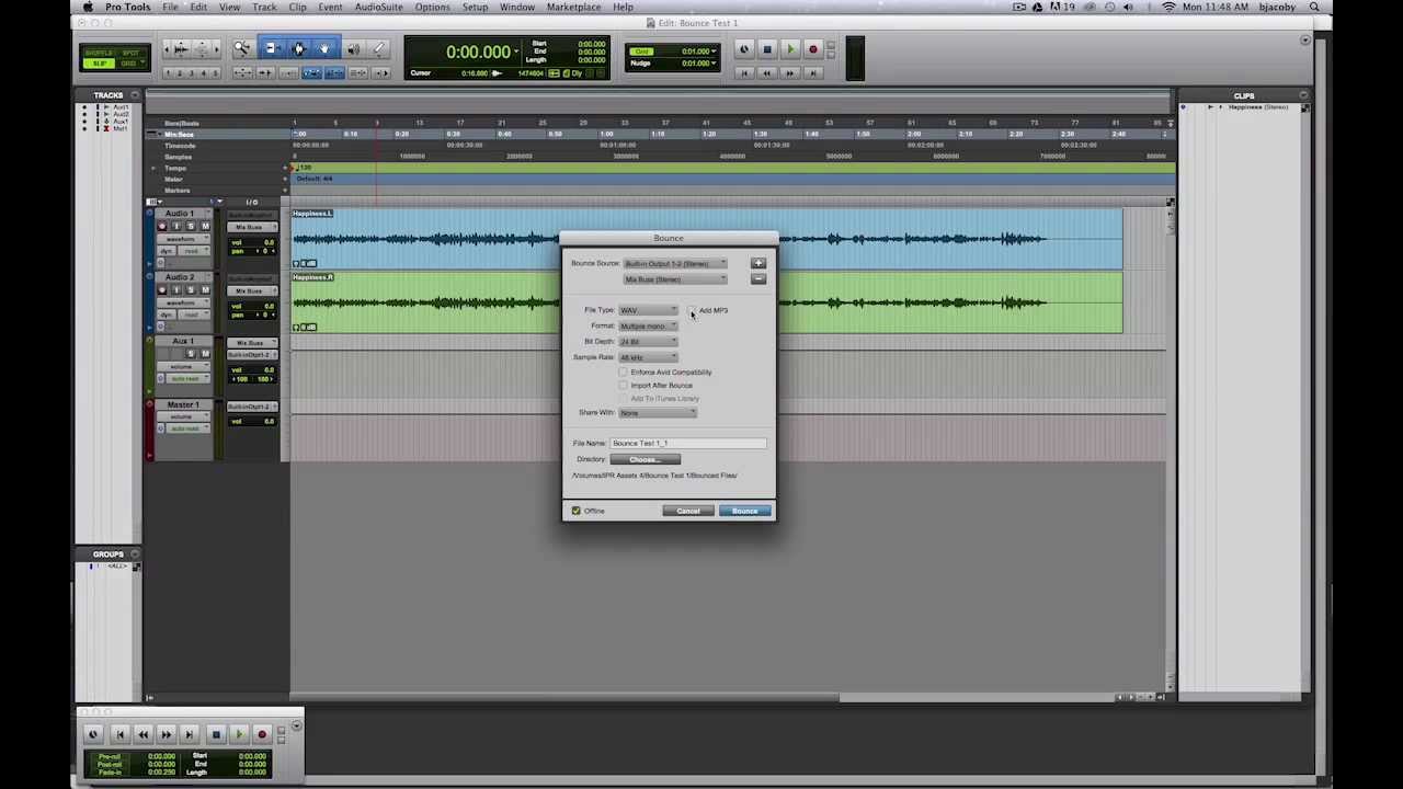 Pro Tools 11 New Bounce To Disk Quicktime Tutorial Youtube