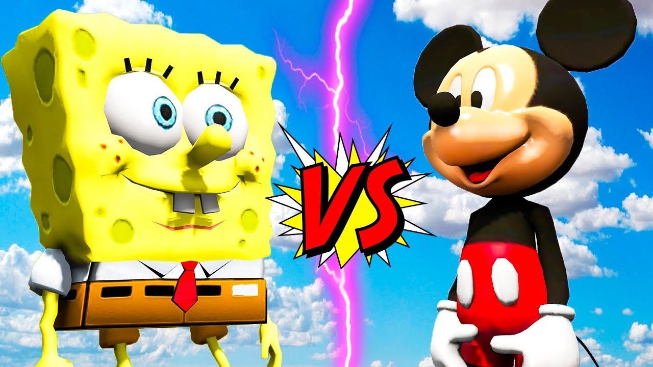 Sponge Bob Vs Mickey Mouse Great Battle Youtube