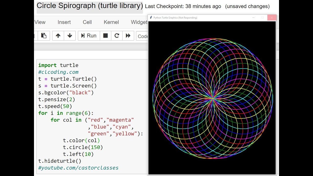 Circle Spirograph In Python Turtle Library Youtube