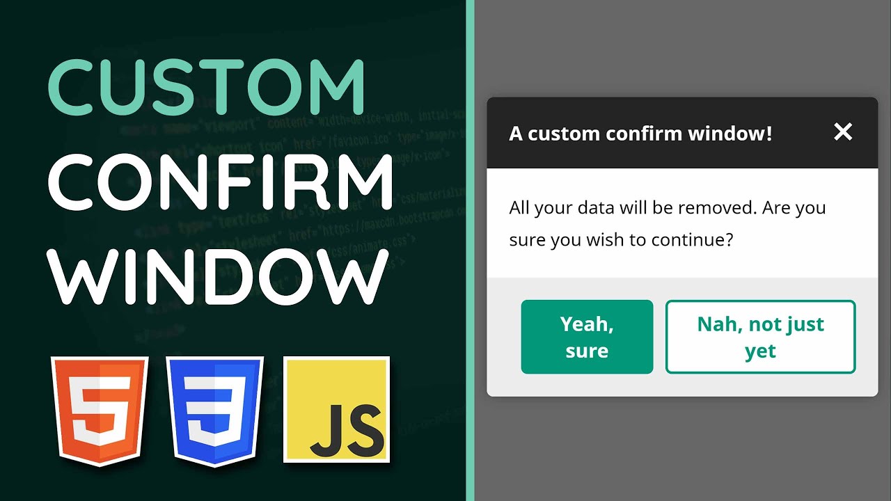 Create A Custom Confirm Window Html Css Javascript Tutorial