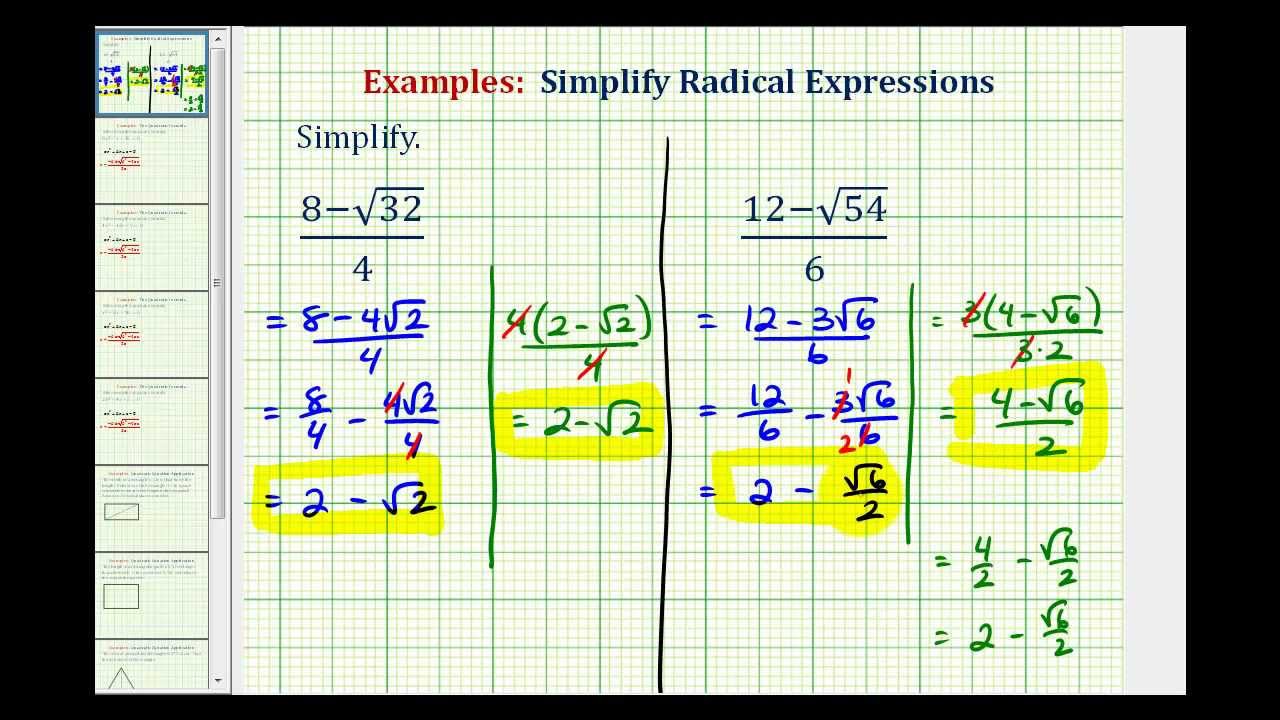 Ex Simplify A Radical Expression Quadratic Formula Practice Youtube