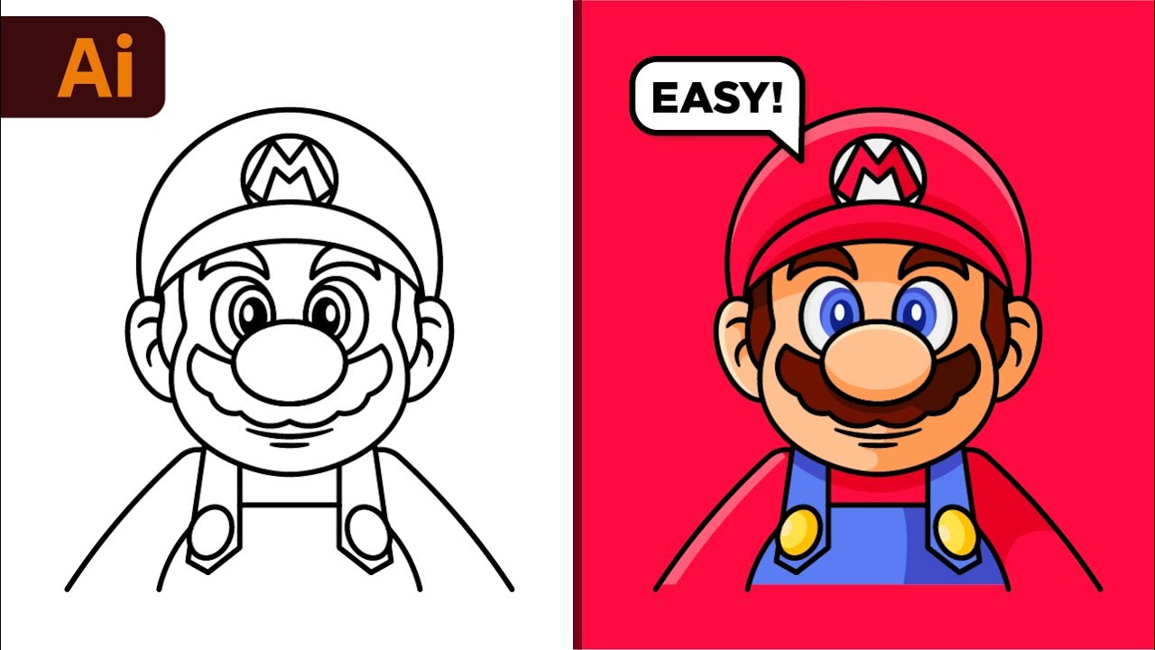 Adobe Illustrator Tutorial How To Create Super Mario Character Vector